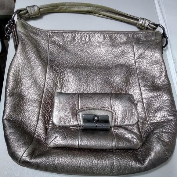 Coach | Bags | Coach 4783 Kristin Silver Leather Hobo Shoulder Bag ...